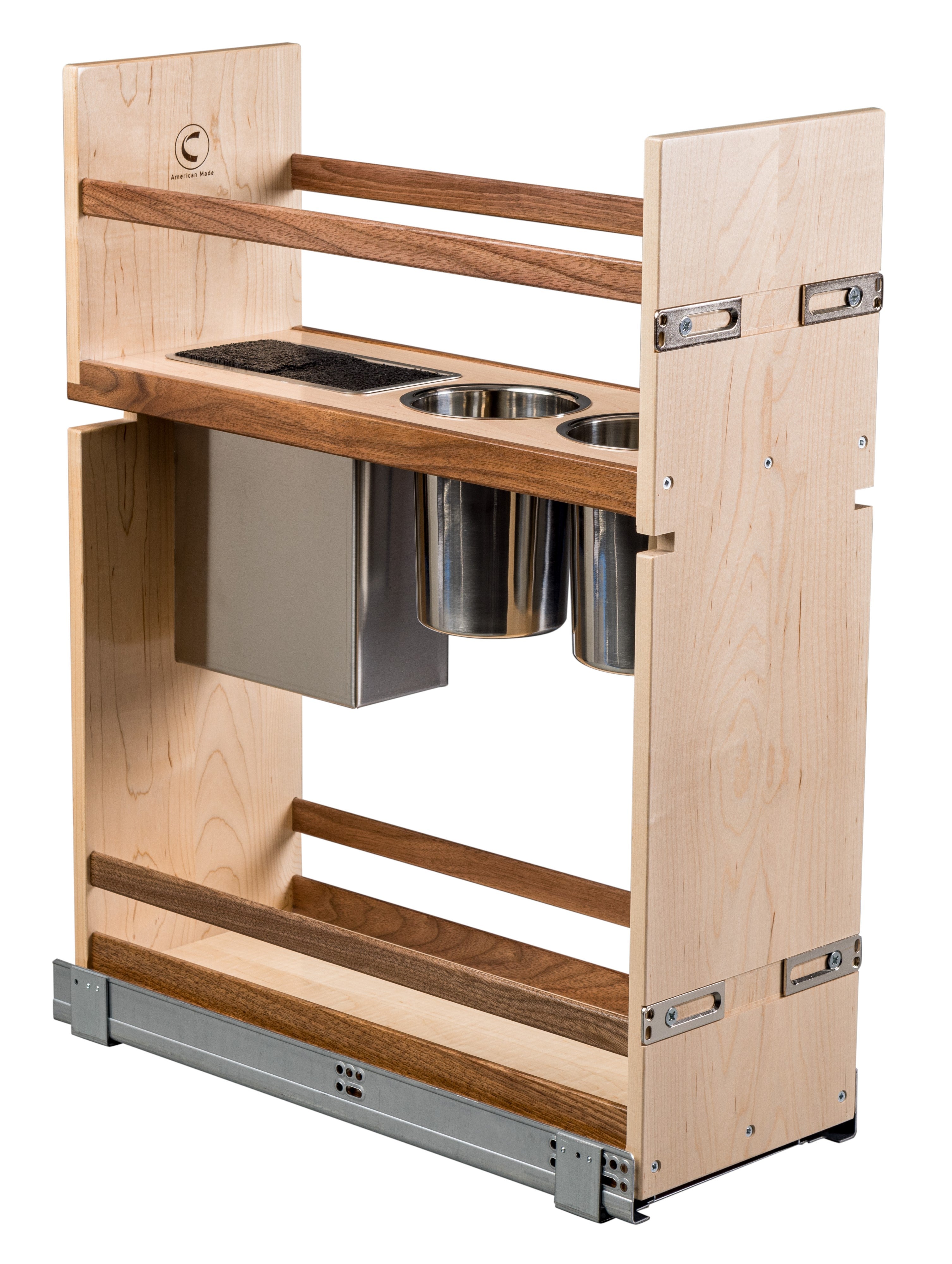 9" Walnut Creek Series Pull-Out Canister Organizer with Knife Block ...